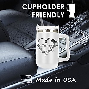 LifGif Hairdresser Heart Personalized Tumbler 40 oz Laser Engraved, Insulated Cup with Handle, Lid and Straw, Custom Tumbler Hair Stylist Graduation Gift for Women Friend Stainless Steel Coffee Cup
