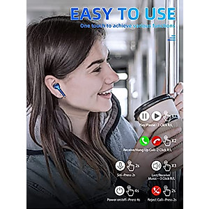 Earbuds Wireless, Noise Cancelling ENC Clear Call Ear Buds with 4 Mic,Bluetooth Headphones 4 Dynamic Drivers,Waterproof Earphones, Immersive Sound Premium Stereo Headset for iPhone Android(Blue)