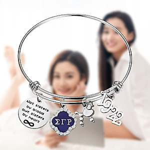 HOLLP 1922 SGR Sorority Jewelry SGR Bracelet Not Sis-ters by Blood But Sis-ters by Heart Bracelet Sis-ter Gift for Sorority Women(Bracelet-2)