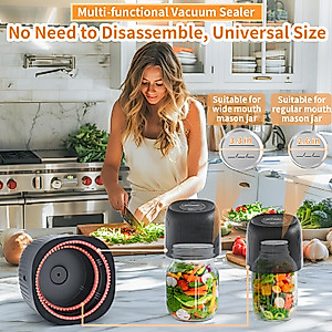 KITOOL Electric Mason Jar Vacuum Sealer Kit, 4 in 1 Automatic Vacuum Sealer for Jars with External Assembly Vacuum Pump Compatible with Vacuum Bags, Wine Bottle, Wide/Regular Mouth Mason Jars