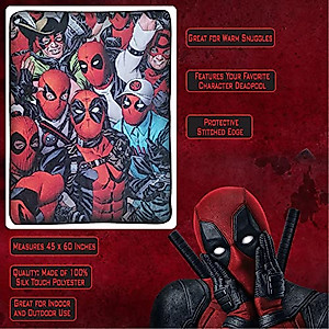Classic Imports, Inc Marvel Deadpool Faces Fleece Throw Blanket, Red, One Size