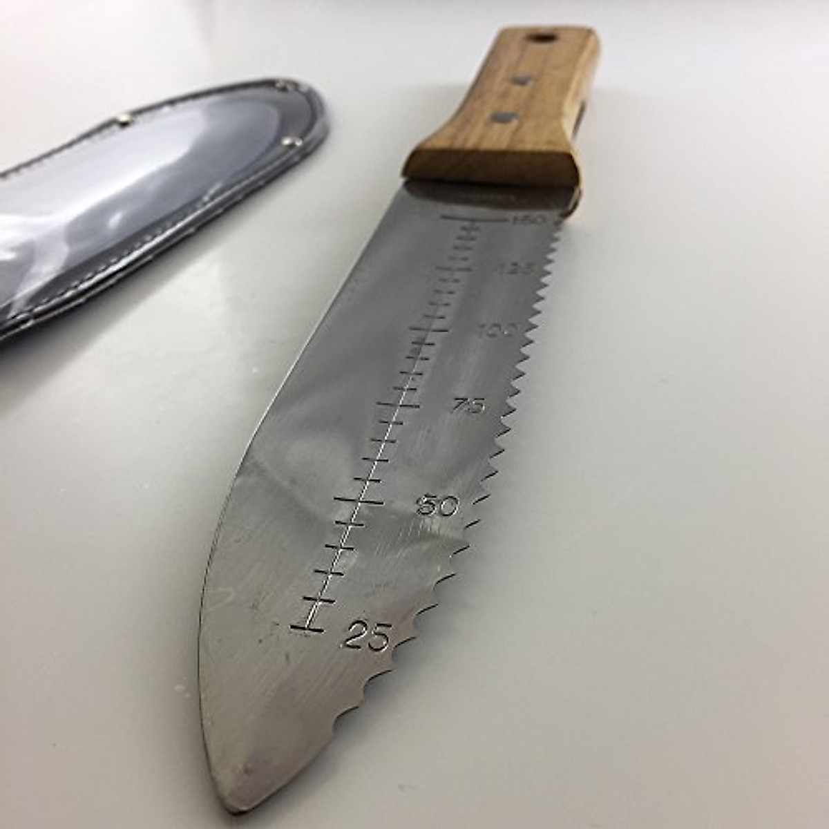 Bonsai Outlet Tinyroots Hori Hori Knife for Gardening, Multiple Purpose Garden Tools Used for Digging, Cutting and Weeding, Stainless Steel with Wooden Handle