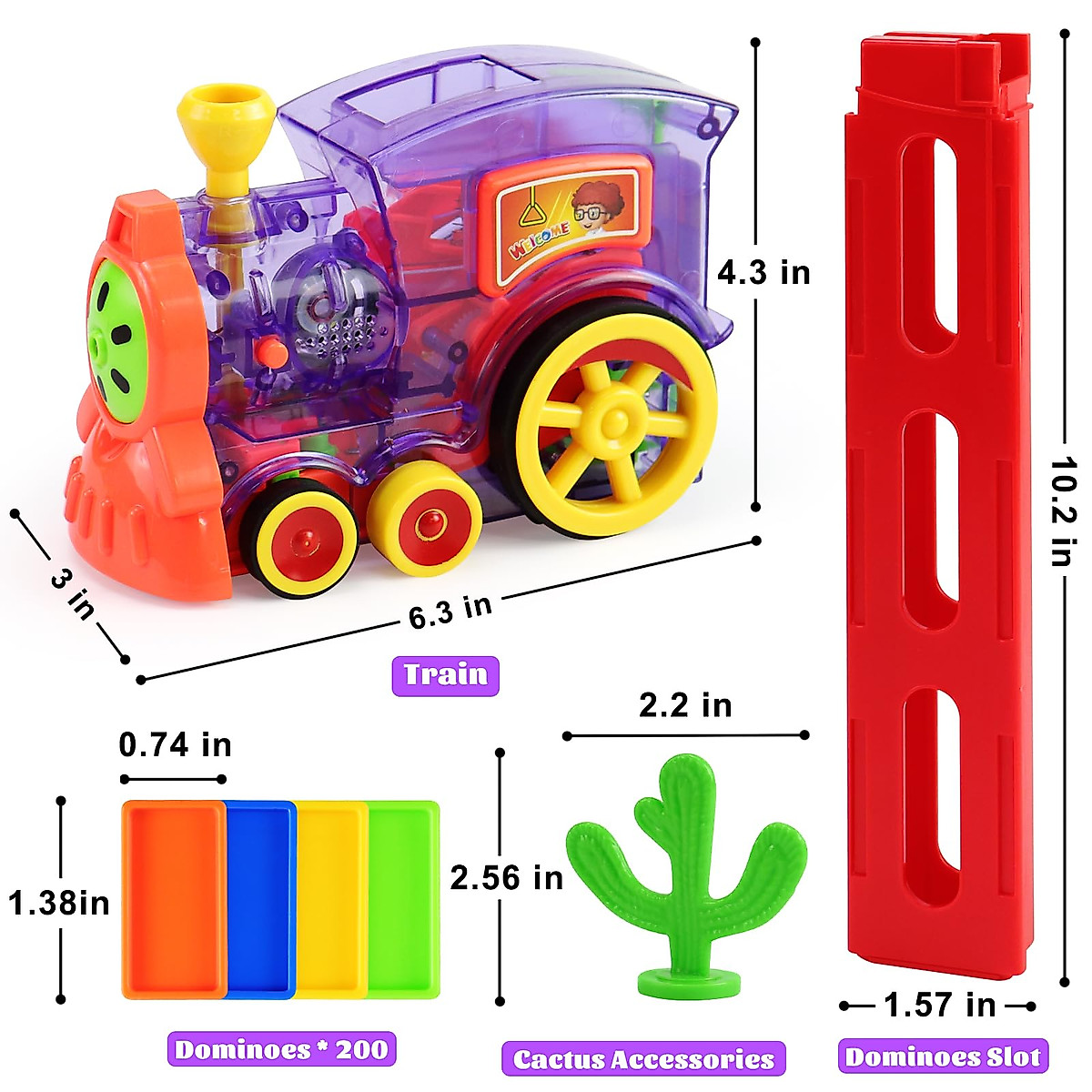 Domino Train, Domino Blocks Set, Building and Stacking Toy Blocks Domino Set for 3-7 Year Old Toys, Boys Girls Creative Gifts for Kids