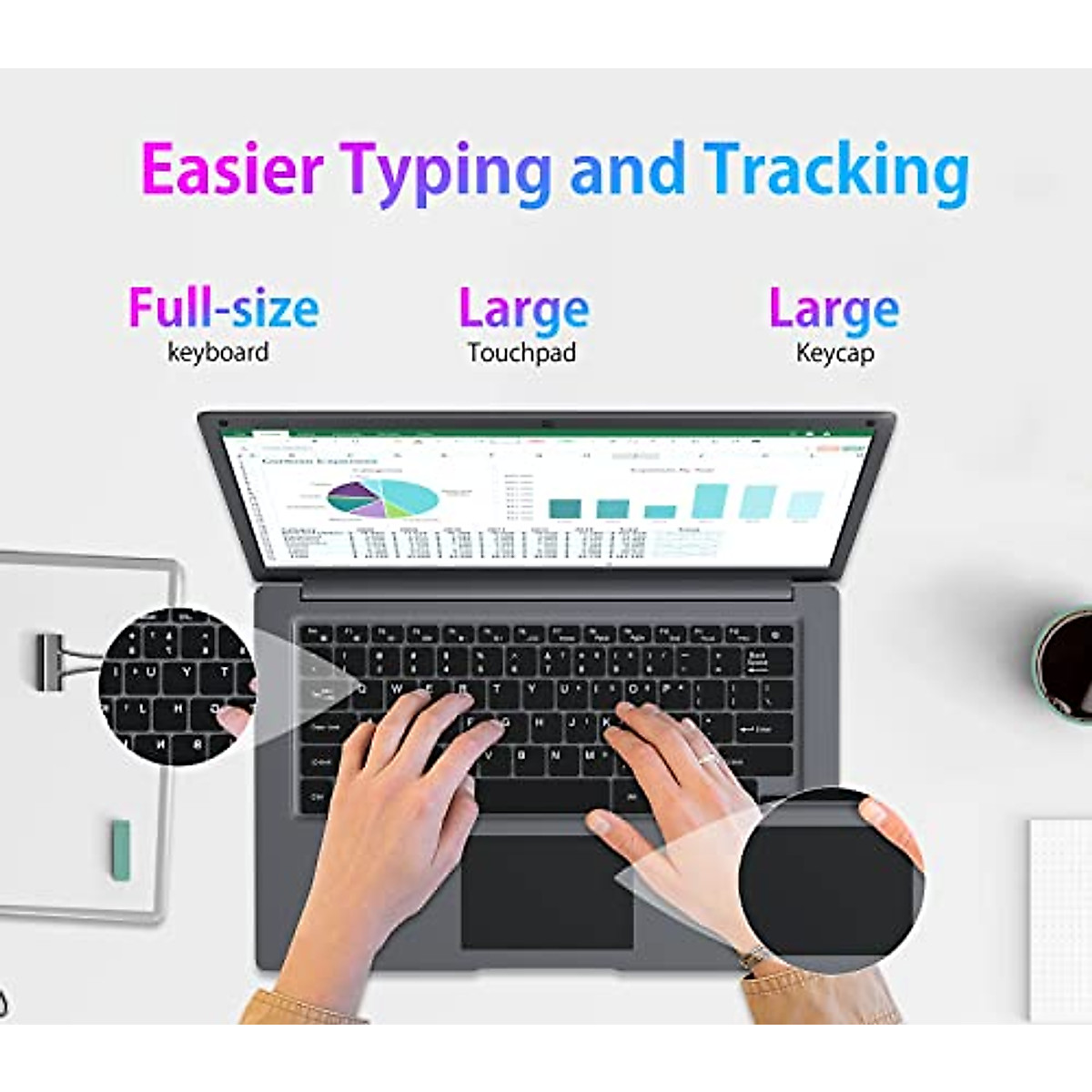 WAKST Laptop Windows 11, 13.3-inch Intel E3950 2.0 GHz Intel HD Graphics 500, 6GB RAM + 128GB SSD, Thin and Light Laptop, WPS Office, USB 3.0, Bluetooth, MHDMI, Grey