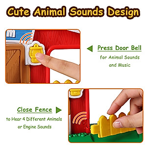 iPlay, iLearn Toddler Large Farm House Toys Set W/ Animal Figures, Tractors, Barn, Farmer People & Fence, Kids Imaginative Pretend Play W/ Animals Sound, Birthday Gift for 2 3 4 5 6 Year Old Boy Girl