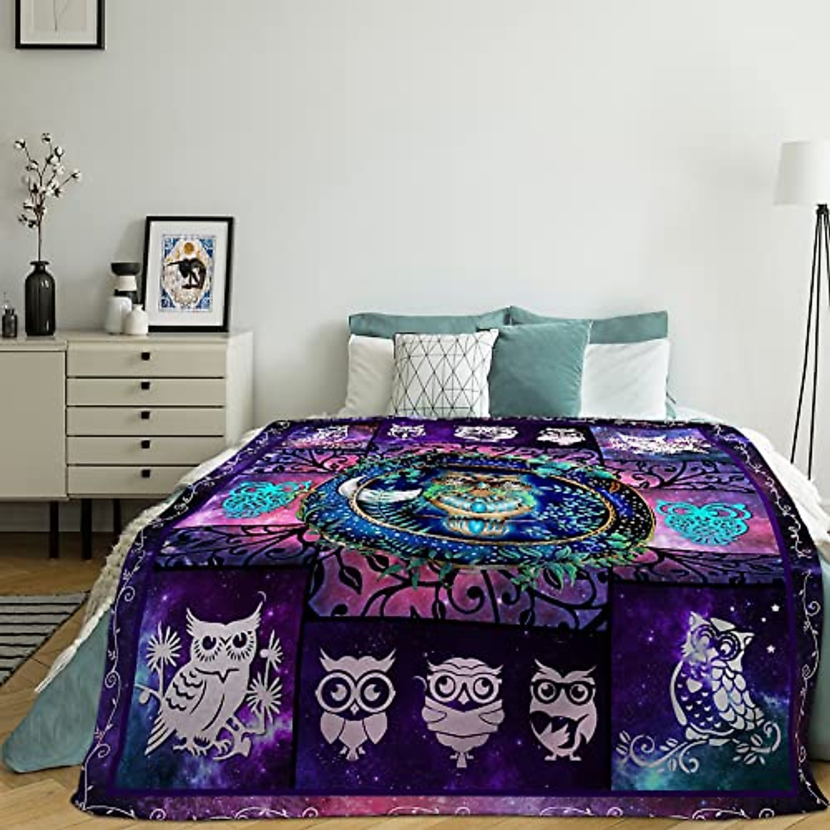 Owl Blanket Soft Cozy Throw Blanket Lightweight Plush Fleece Warm Blankets Camping Animals Blanket Owl Gifts for Owl Lovers for Women Men for Holiday Sofa Couch for All Season Owl Decor 50"x60"