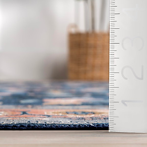 nuLOOM Lauren Liess Dayflower Vintage Machine Washable Area Rug, 9x12, Blue