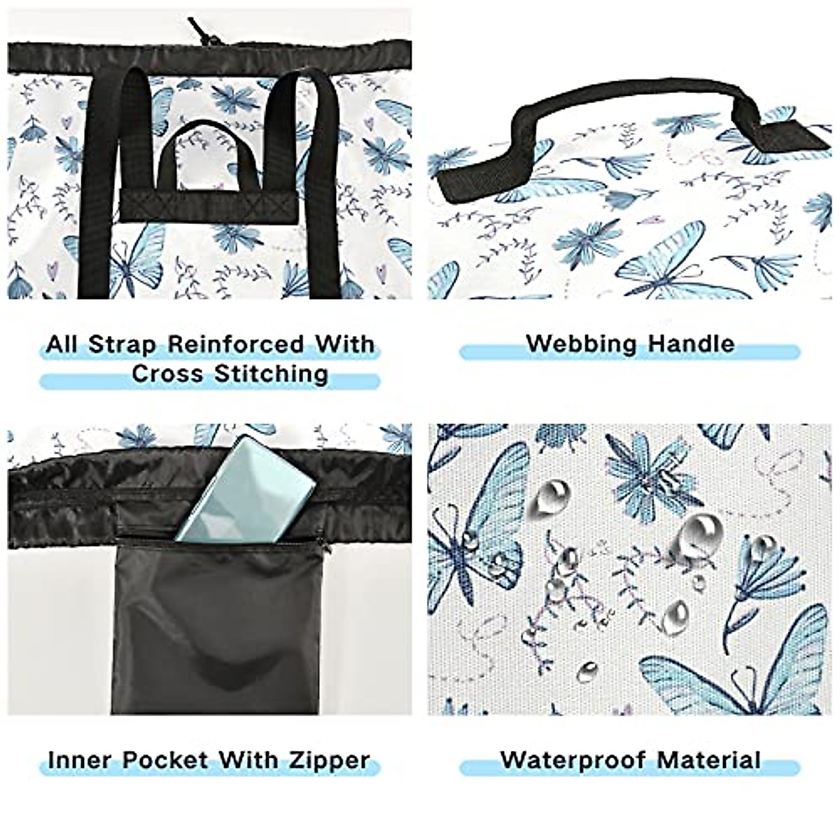 JUMBEAR Butterfly Laundry Backpack with Shoulder Straps Multifunctional Clothes Hamper Laundry Bag with Drawstring Closure for College, Travel, Laundromat, Apartment