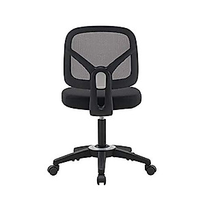 OFFICE FACTOR Mid Back Task Armless Office Chair, Computer Mesh Chair 360 Swivel Revolving Task Chair Without Arms, Black Mesh Back Desk Chair with Wheels for Office, Home Office or Students.