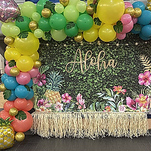 Avezano Aloha Backdrop Luau Birthday Party Backdrop Tropical Hawaiian Baby Shower Party Banner Decoration Glitter Lights Green Grass Pineapple Background for Photography Photo Booth Banner