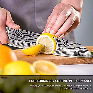 Joyspot Chef's Knife - 7 Inch Japanese Santoku Kitchen Knife - High Carbon German Stainless Steel - Razor Sharp - Stain & Corrosion Resistant - Awesome Edge Retention with Ergonomic Handle