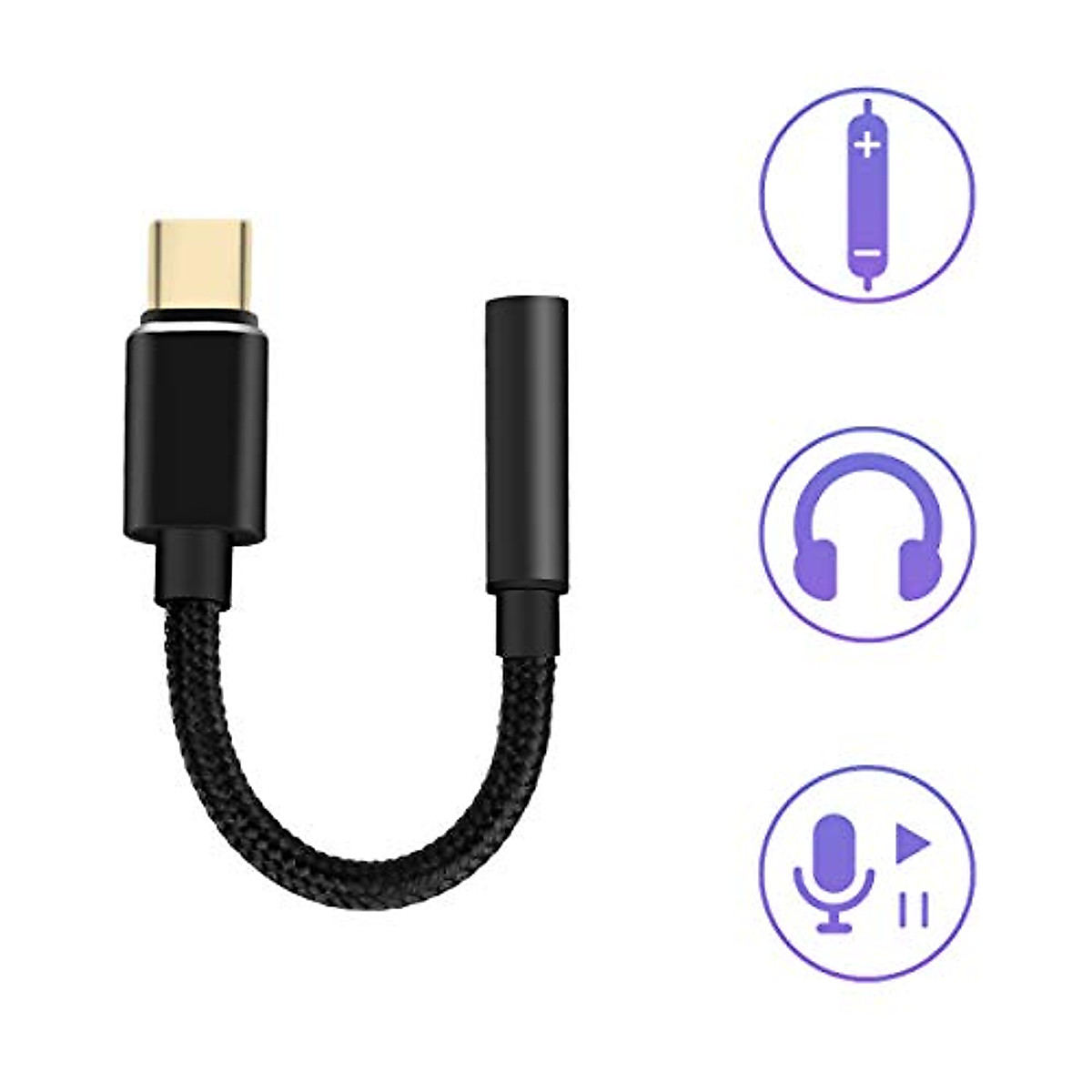 USB C to 3.5mm Audio Adapter Headphone Adapter, USB C to Aux Type C to 3.5mm DAC Headphone Jack Adapter Compatible with Samsung Galaxy S21 S20 Ultra S20+ Note 20 OnePs 7T Pixel 5/4/3