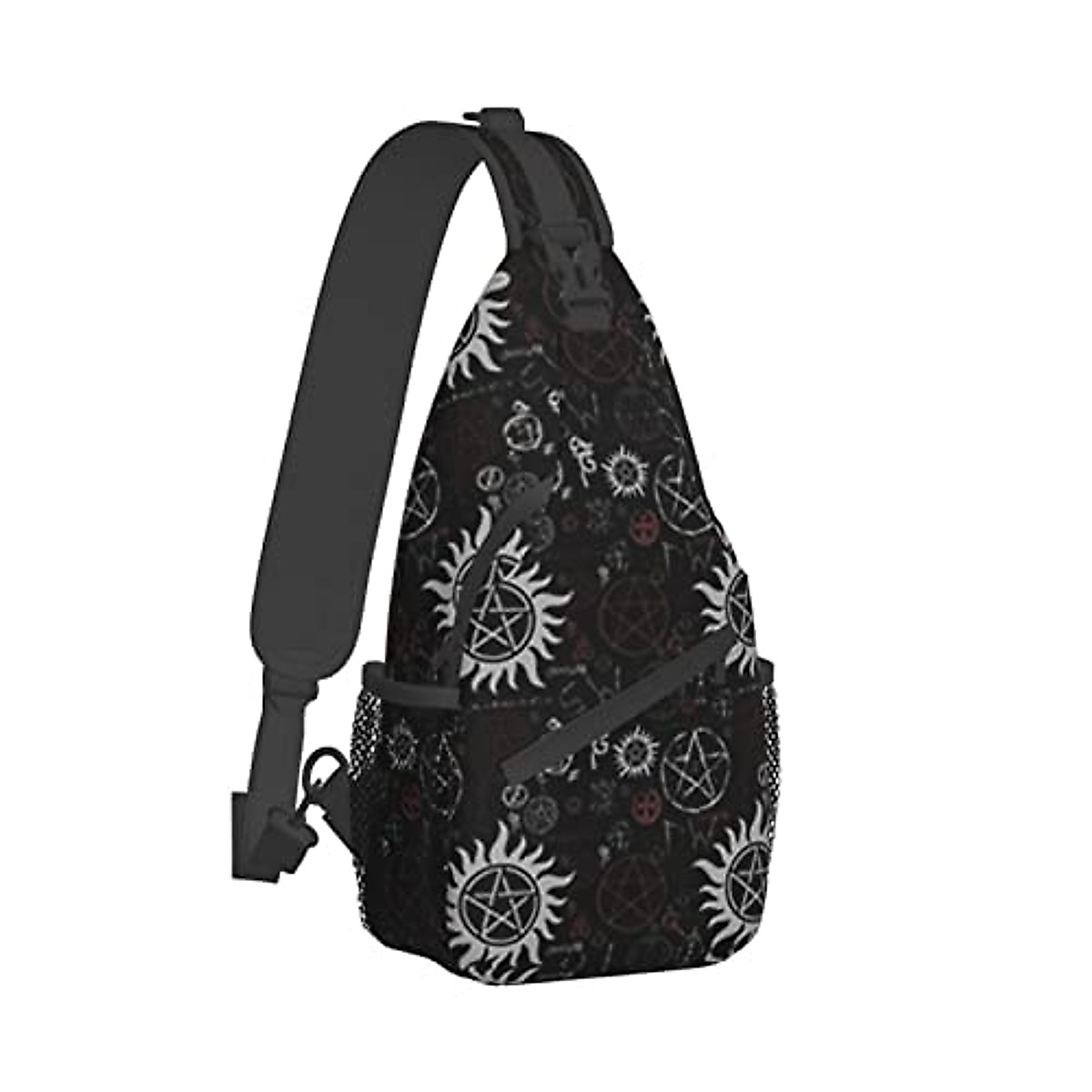 Supernatural Symbols Black Cross Chest Bag Diagonally, Crossbody Shoulder Bag Travel Hiking Daypack