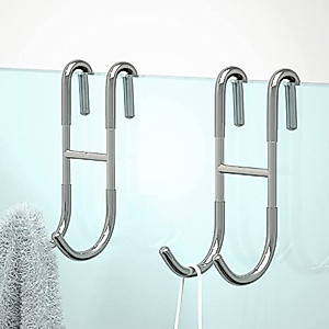 SOCONT Suction Cup Hooks for Shower, SUS 304 Stainless Steel Shower Hook for Inside Shower, Matte Black Plished Easy to Install Super Suction for Kitchen Bathroom Restroom,4 Pack
