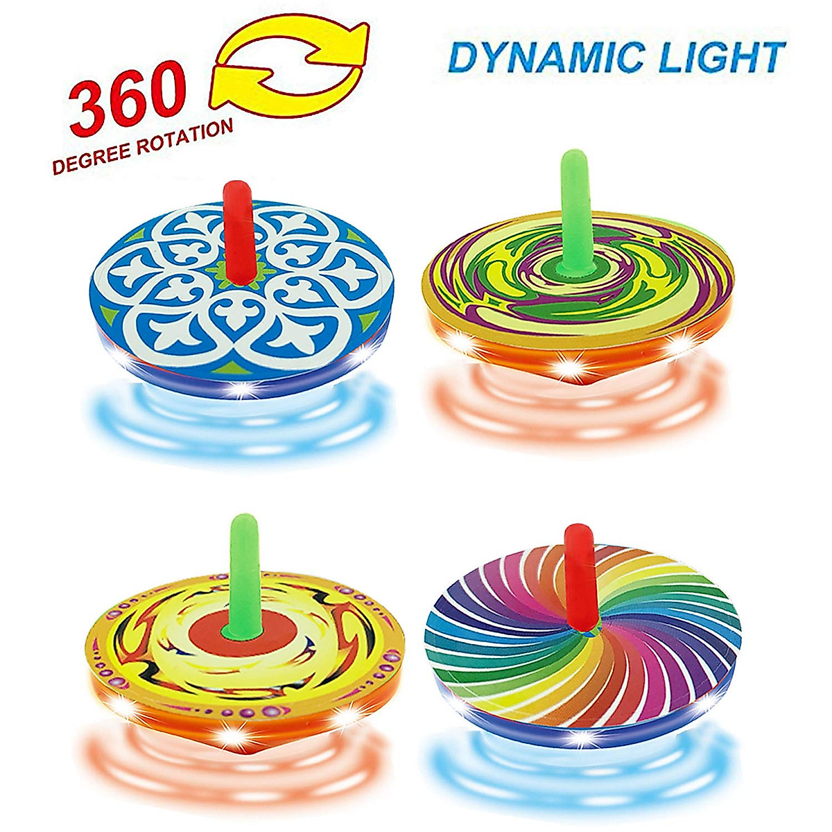24 PCS Light Up Mini Spinning Tops LED Hand Spinners Toys with Colorful DIY Stickers Design Your Own - Novelty Bulk Stocking Stuffers Party Favors