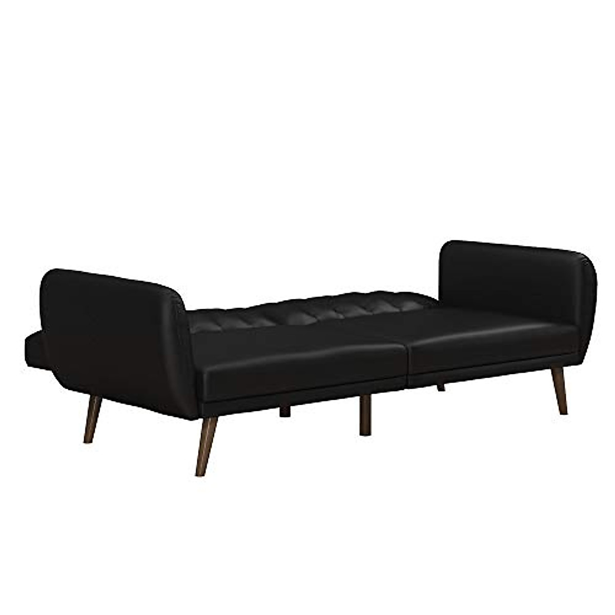 Novogratz Brittany Futon, Convertible Sofa & Couch, Black Faux Leather