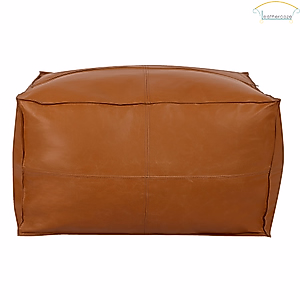 LEATHEROOZE Amazing Square unstuffed Ottoman Pouffe Moroccan Leather, Ottoman Square Pouf, Light tan Handmade Footstool Square pouffe Moroccan (44 * 44 * 18 inch)