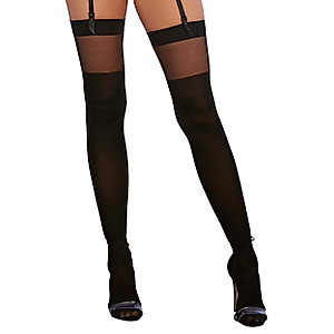 Dreamgirl Women’s Sheer Thigh High Pantyhose Hosiery Nylons Stockings with Comfort Lace Top Anti-Slip Garter Elastic Band