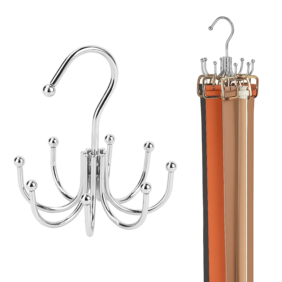 ZEDODIER Belt Hanger, 2 Pack Belt Rack Closet Accessories Organizer, Maximum 24 Storage Capacity, Hanging Holder Storage Hook for Belt, Bra, Tank Top, Tie, Scarf, Purse