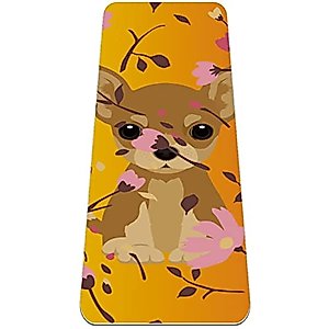 Yoga Mat, Yoga Mats for Home Workout, Workout Mat, Exercise Mats, Pilates Mat, Dog and Flower Floral Colorful