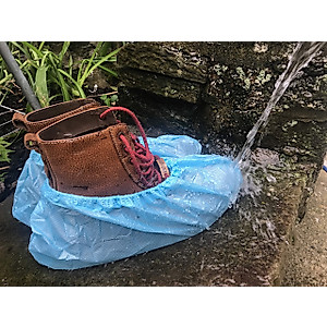 G & F Products X-Large WaterProof Premium 100 Pack (50 Pairs) Disposable Boot & Shoe Covers - Durable, Non-slip, Non-toxic, Recyclable, Blue, Stretchable Fits US Men Size 11 and UP