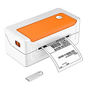 NADMAOO Bur3400-Orange Thermal Label Printer and Bur3003 Wireless Barcode Scanner Orange