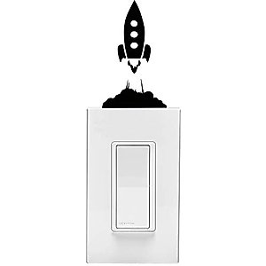 Rocket Ship on Light Switch Children's Room's Vinyl Wall Decal (3 X 5 Inches)