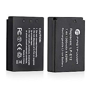 FirstPower 2 Pack LP-E12 Batteries Compatible with Canon EOS M50, EOS M50 Mark II, EOS M, EOS M2, EOS M10, EOS M100, EOS M200, SX70 HS, Rebel SL1 Mirrorless Digital Cameras