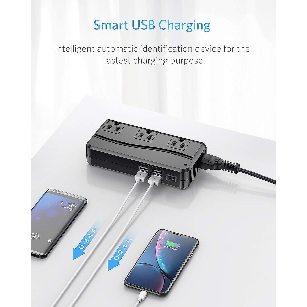 BESTEK Power Converter Adapter 220V to 110V Voltage Converter International Outlet Adapter with 6A 4 -Port USB Charging and UK/EU/AU/US Universal Travel Adapter(Black)