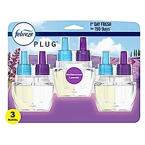 Febreze Odor-Fighting Fade Defy PLUG Air Freshener Refill, Mediterranean Lavender, (3) .87 fl. oz. Oil Refills