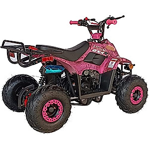 HHH ATV 110cc ATV Quads Youth ATV Gas ATVs Fully Automatic 4 Wheeler for Kids ATV 4 Wheeler Boulder 110B1 (Pink Color)