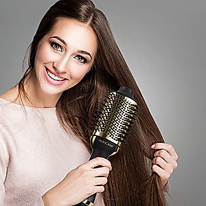 Professional Blowout Hair Dryer Brush, Pro 24K Gold One Step Hot Air Brush & Volumizer, Hair Straightener Brush and Hair Dryer Brush for Women