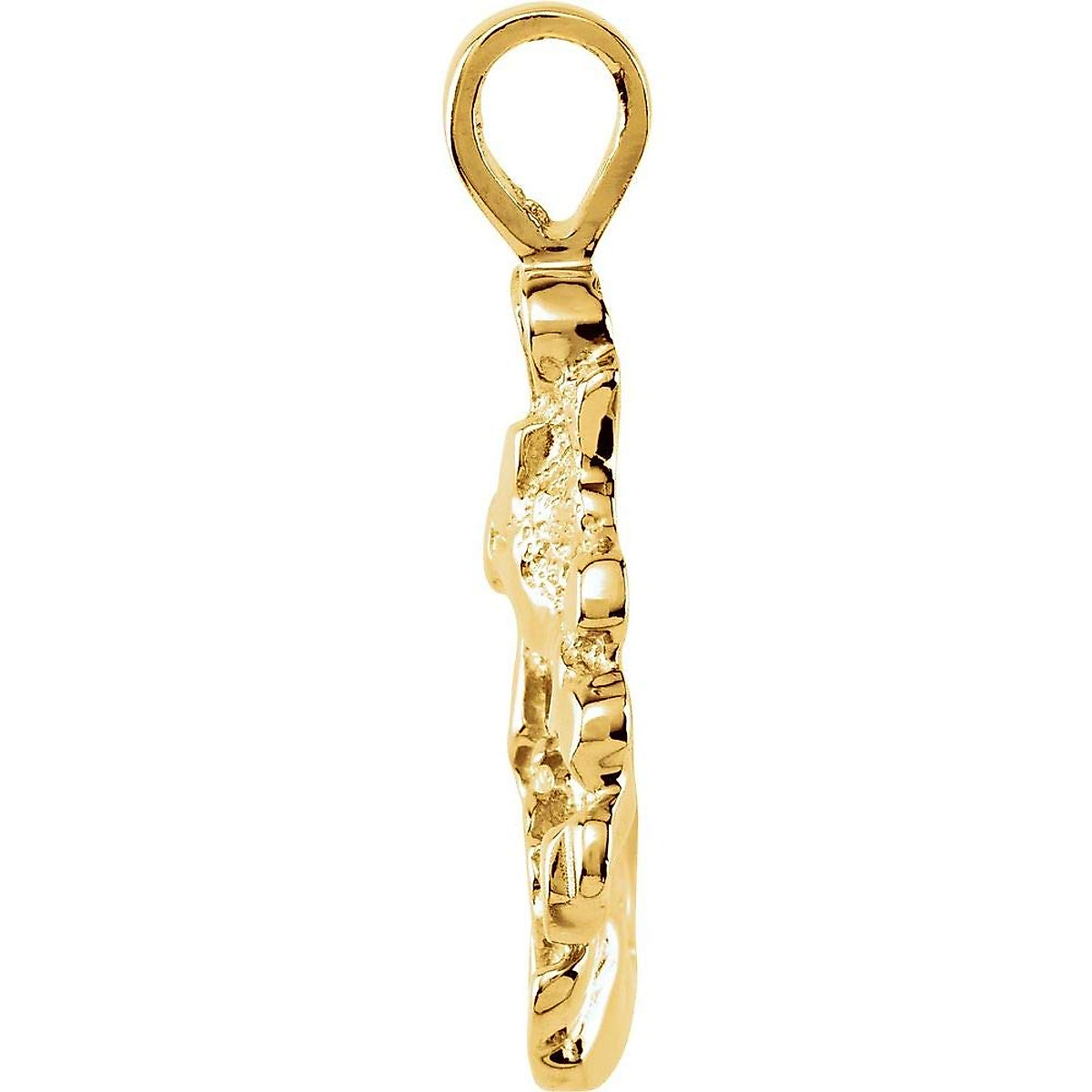 Solid 14k Yellow Gold Nugget Charm Pendant (31mm x 15mm)