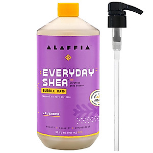 Alaffia Bubble Bath for Women, Lavender, Pump Included – Everyday Shea Butter Formula with Wild Yam, 32 Fl Oz