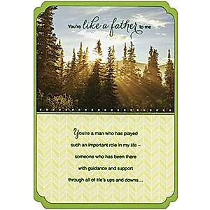 Designer Greetings Sunbeam Shining Through Tall Evergreens You're Like a Father Birthday Card