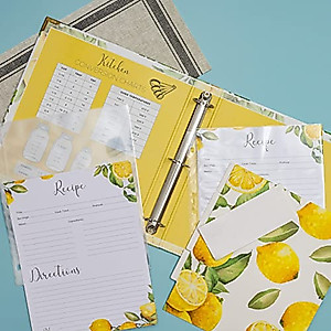 Recipe Binder 8.5x11 3 Ring Kit - 25 Double-Sided Recipe Cards, 50 Plastic Page Protector Sleeves, 10 Dividers & Labels -Blank Cookbook Binders - Make Your Own Full Page Family Recipes Organizer Album