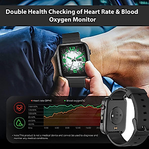 CHOKOVIE Smart Watch, Fitness Tracker with Heart Rate Monitor, Blood Oxygen Meter, Body Temperature Thermometer, Sleep Tracking, IP67 Waterproof, Step Counter Running Watch for Men Women, Black