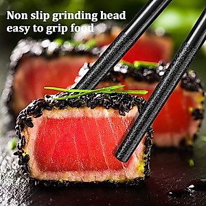 YOUPINLE 10 Pairs Fiberglass Chopsticks-Reusable Chopsticks Dishwasher Safe,9 1/2 Inches- Multicolored