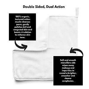 3 Pack Double Sided Muslin & Microfibre Face Cleansing Cloths