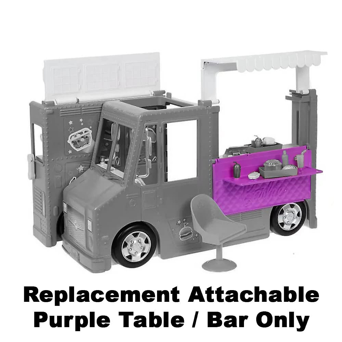 Barbie Replacement Parts Doll Fresh 'n Fun Foodtruck Playset - GMW07 ~ Replacement Attachable Purple Table / Bar