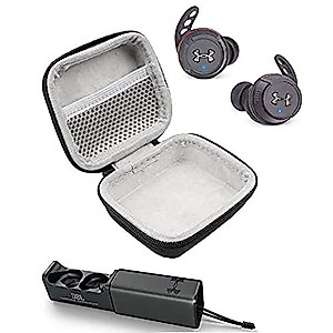 JBL UA True Wireless Flash Sport in-Ear Headphones On-The-Go Bundle with Deluxe CCI Premium Case (Black)