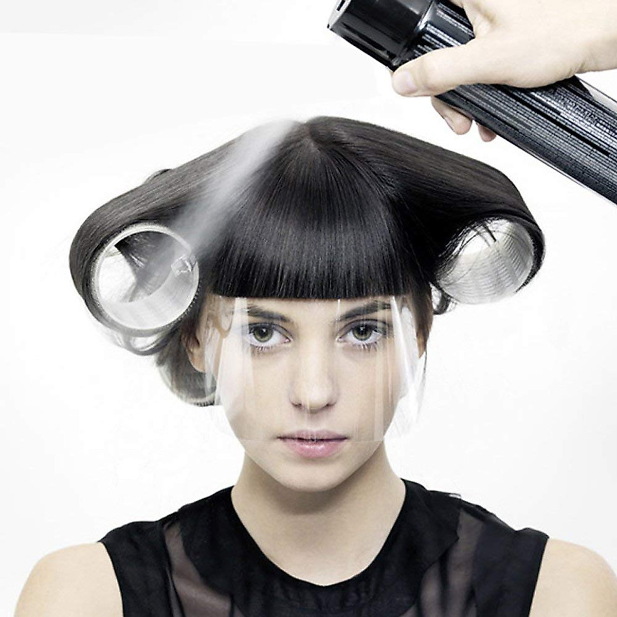 LWBTOSEE 100pcs Eyebrow Shield Disposable Hair Salon Hairspray Masks Cutting Coloring Face Protecting Barber Supplies Transparent Plastic Face Shield