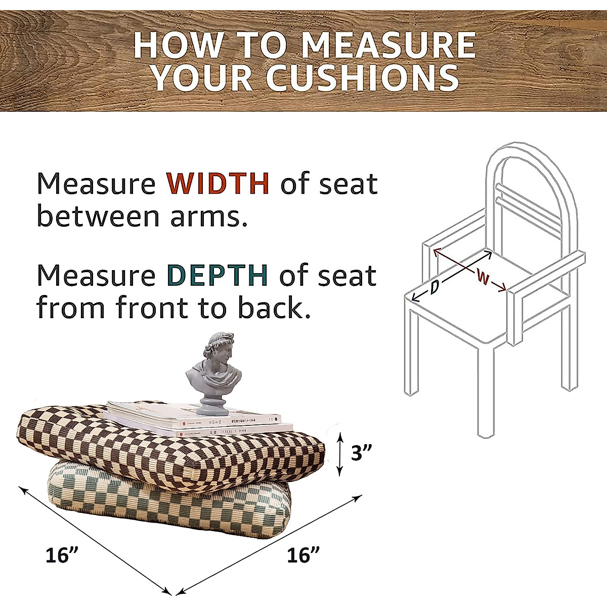 Chair Cushions for Dining Chairs 4 Pack - Seat Cushions for Kitchen Chairs, Chair Pads for Dining Chairs, Kitchen Chair Cushions Corduroy and Elastic Pearl Cotton 16x16 (Green, 4)