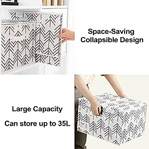 Edergoo Storage Bins with Lids, 2 Pack Large Storage Basket with Lid & Handles, Collapsible Storage Box for Closet, Bedroom, Dormitory Organization, White