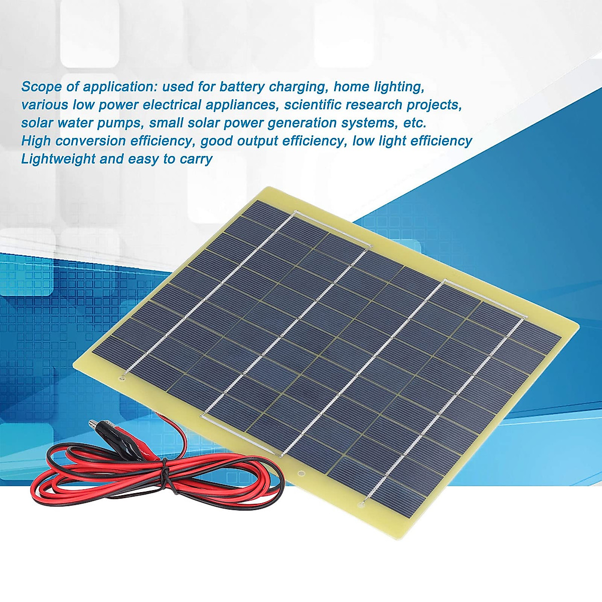 HYWHUYANG 5W Solar Panel,Portable Polysilicon Waterproof Material Solar Battery Charger for Charging 12V Battery of RV Boat Trailer ATV Car