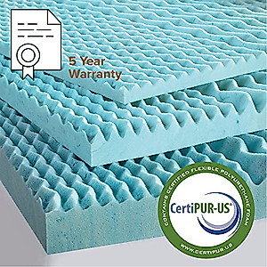 Zinus 2 Inch Green Tea Cooling Gel Memory Foam Zoned Support Mattress Topper, Full