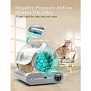 CHRYSA Self-Cleaning Cat Litter Box, Integrated Safety Protection Automatic Cat Littler Box for Multi Cats, Extra Large/Odor Isolation/APP Control Smart Cat Litter Box