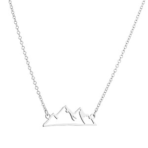 COLORFUL BLING Minimalist Snowy Mountain Necklace Hiking Mountain Peak Pendants Necklaces Jewelry Climbing Nature Outdoor Lovers Gifts (Silver)