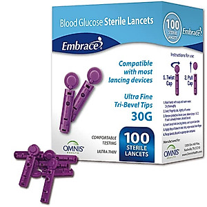 100ct Embrace Talk Blood Glucose Test Strips Includes 100 Lancets