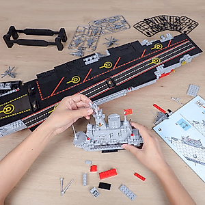 2234 Pieces Aircraft Carrier Building Blocks with Storage Box, 38x 7.7x10.5 Inch Stress Release Large Construction Military Warship Battleship Blocks Toys for Adults and Kids 14 Years and Up